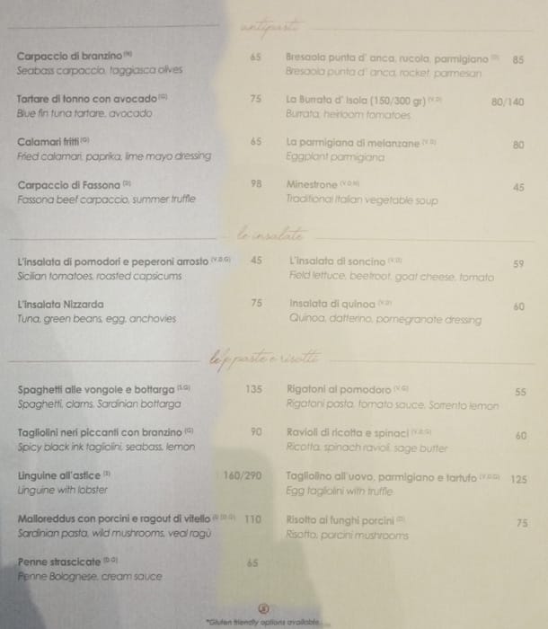 Menu at Isola Ristorante Dubai restaurant, Dubai