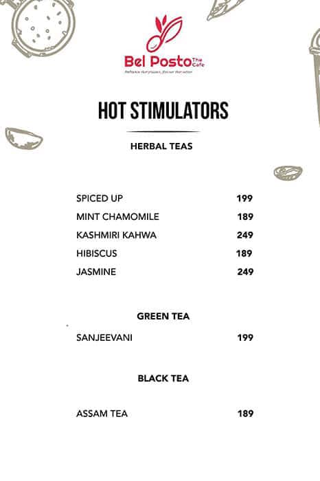 Menu of Bel Posto The Cafe, Jubilee Hills, Hyderabad