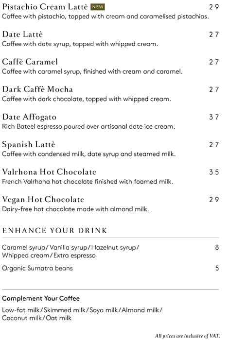 Menu at Cafe Bateel, Dubai, Al Barsha 1