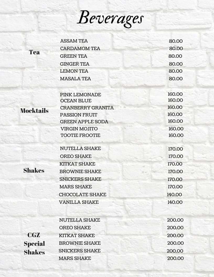 Menu at Cafe Ground Zero, New Delhi, C-6