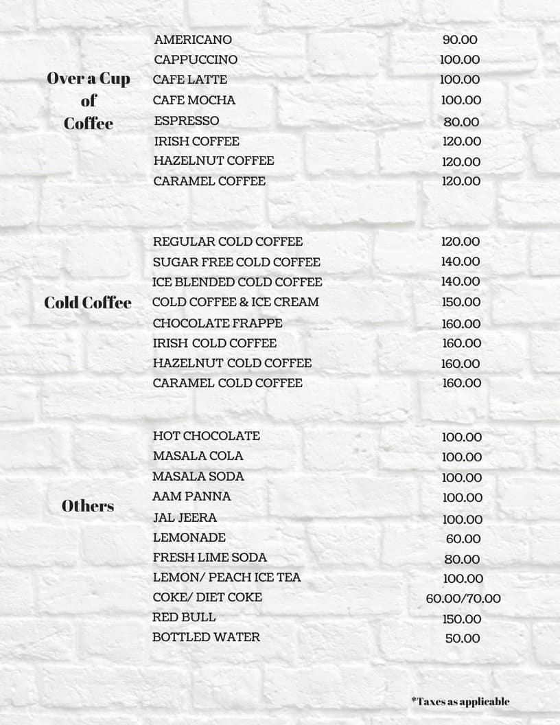 Menu at Cafe Ground Zero, New Delhi, C-6