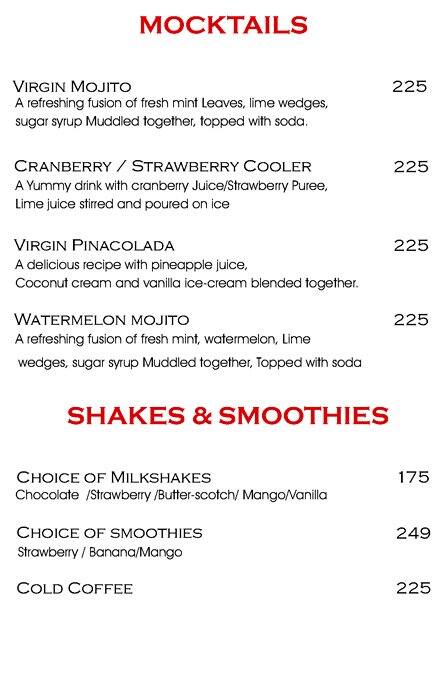 Menu at The Hub, Bengaluru, Near Oxford College