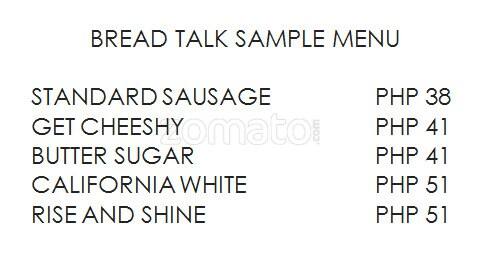 Menu at BreadTalk restaurant, San Juan, 1503 Ortigas Ave