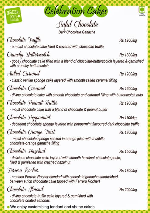 Menu at Green Dot Cheesecake, Chennai, extn of