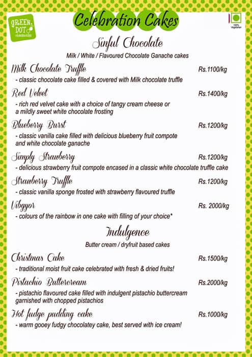 Menu at Green Dot Cheesecake, Chennai, extn of
