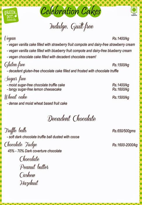 Menu at Green Dot Cheesecake, Chennai, extn of