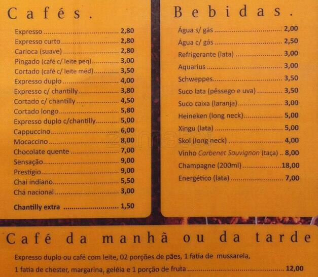 Menu em Espaço Café, Brasil, Rua Benjamin Roberto