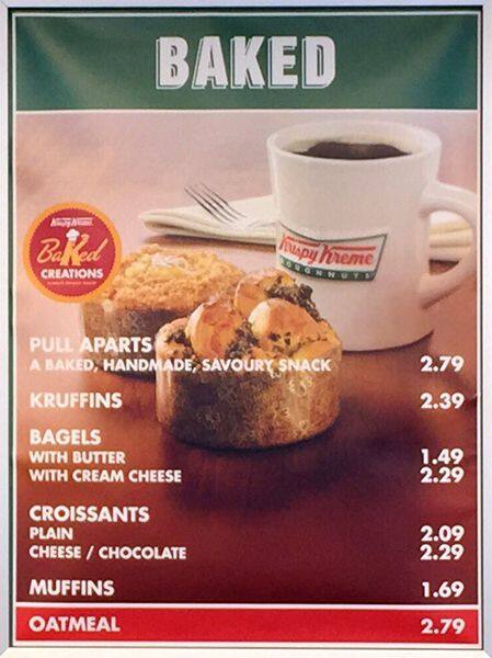 Menu at Krispy Kreme Doughnuts fast food, Mississauga, Mavis Rd