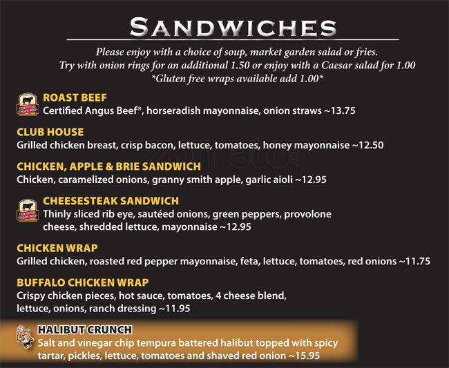 Menu at Tin Cup pub & bar, Oakville