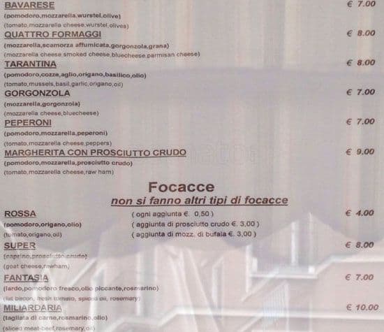 Menu da Ristorante Pizzeria Al Mercante in Fiera, Milano, Via Francesco ...