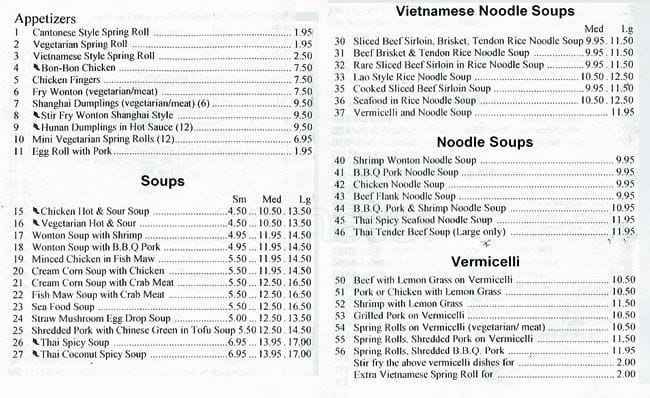 Menu at So Good Restaurant, Ottawa