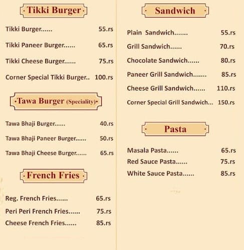 Menu of Corner Panipuri & Snacks Center, Bhosari, Pune