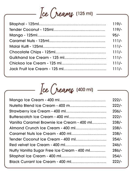 Menu of Iceberg Organic Icecreams, Kondapur, Hyderabad