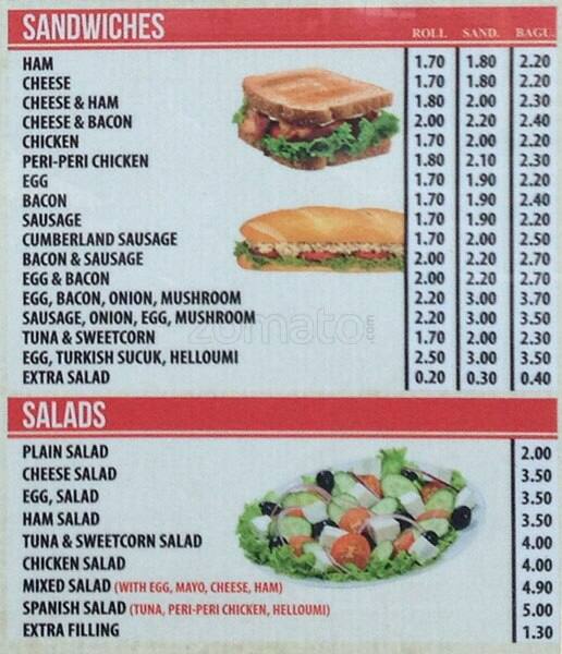 Menu at Arlington Cafe, London