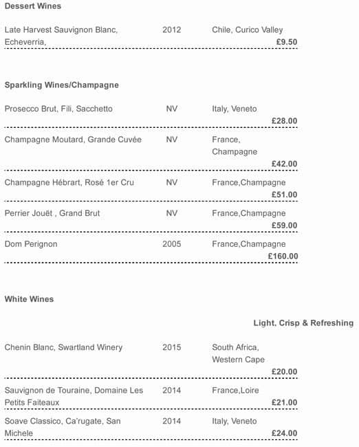 Menu at Forbidden City pub & bar, London