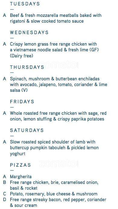 Menu at Little and Friday cafe, Auckland, 42 Douglas St