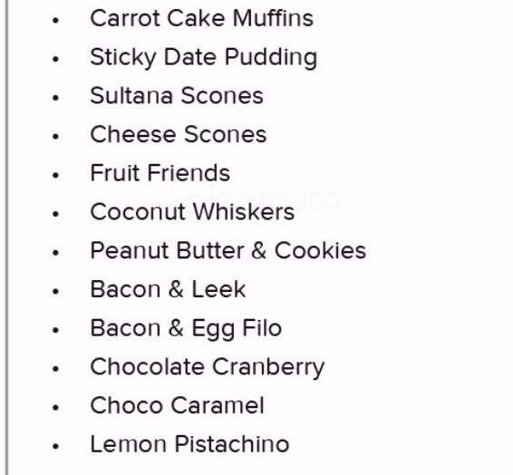 Menu at Cupboard Love desserts, Auckland, 6/80 Gunner Dr