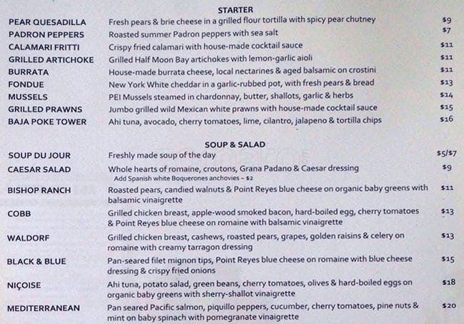 Menu at The Peasant & the Pear restaurant, Danville, 267 Hartz Ave