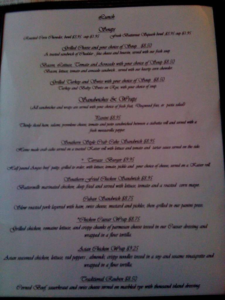 Menu at Dogwood Terrace Restaurant, Acworth