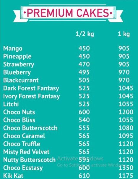 Menu at CK's Bakery, Puducherry