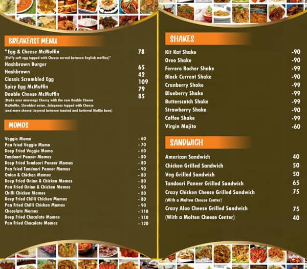 Menu of Snack Bar Cafe, Madhapur, Hyderabad