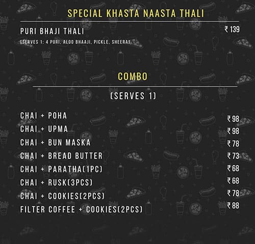 Menu of Khasta Naasta, Chembur, Mumbai