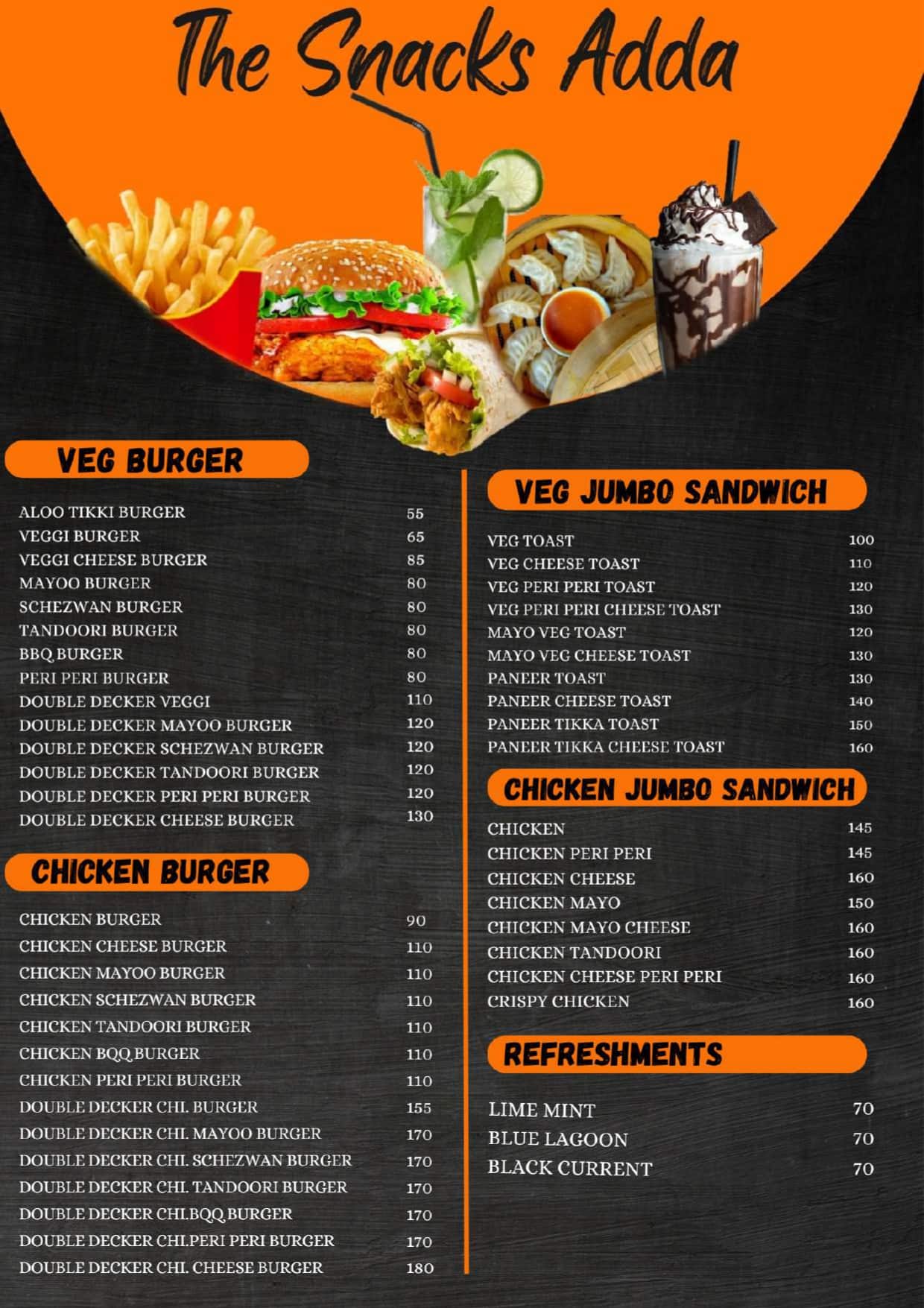 Menu of The Snacks Adda, Nerul, Navi Mumbai