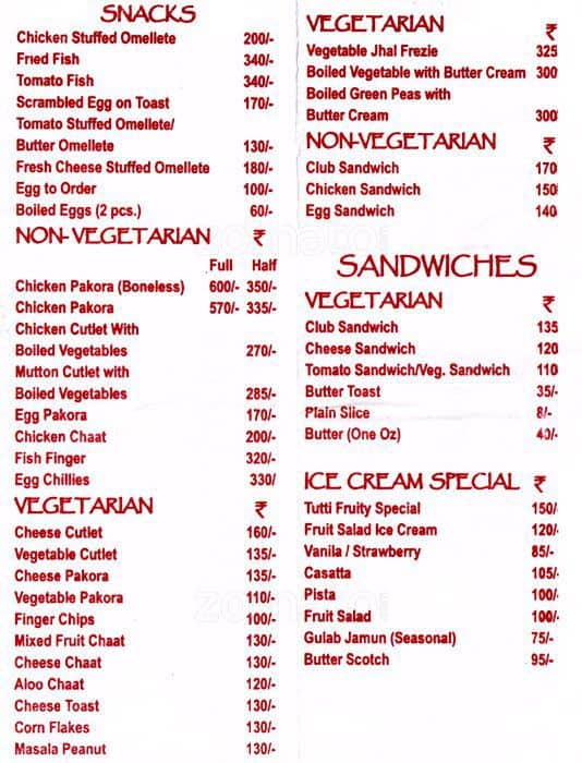 New Maharani Restaurant Menu, Menu for New Maharani Restaurant, Nehru ...