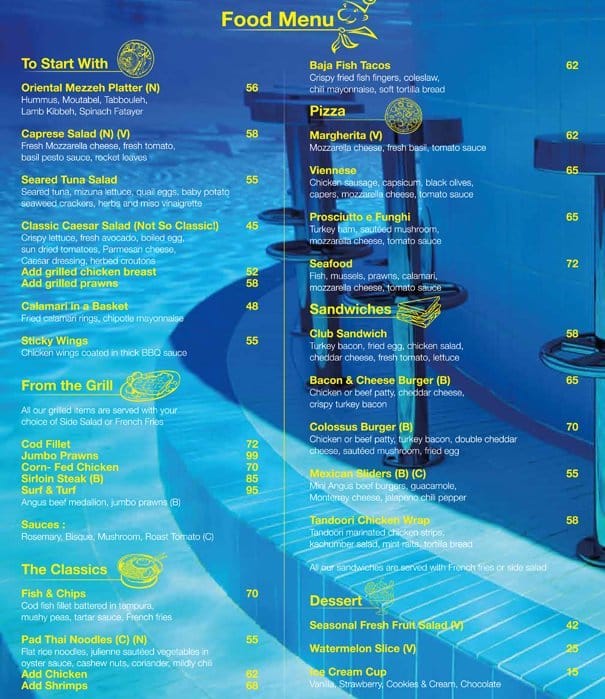 Pool Bar - Sheraton Hotel & Resort Menu - Zomato