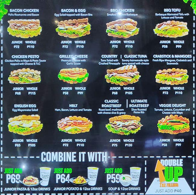 The Sandwich Guy Menu, Menu for The Sandwich Guy, Salcedo Village ...