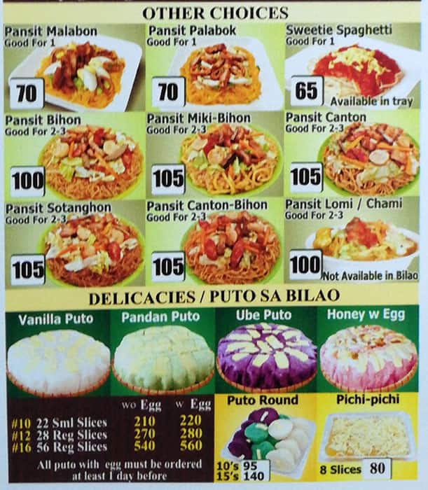 Carta de comida rápida Aling Lucy's Panciteria, Las Pinas, Food Street