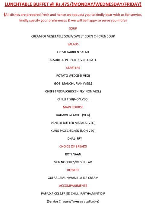 Menu at Crimson, Chennai, 7 New No 11/Old No