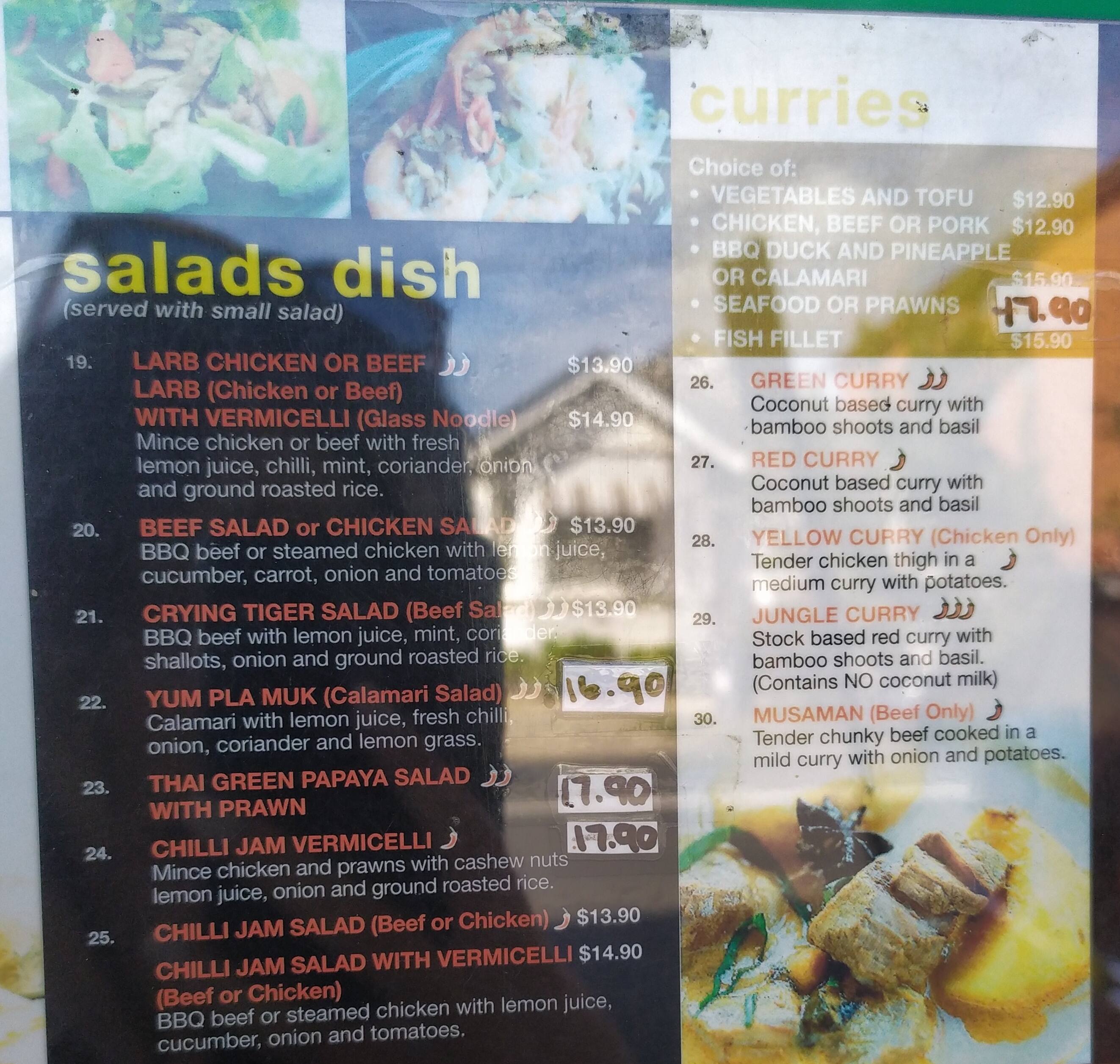 Menu at Pinto Thong Thai Restaurant, Clovelly