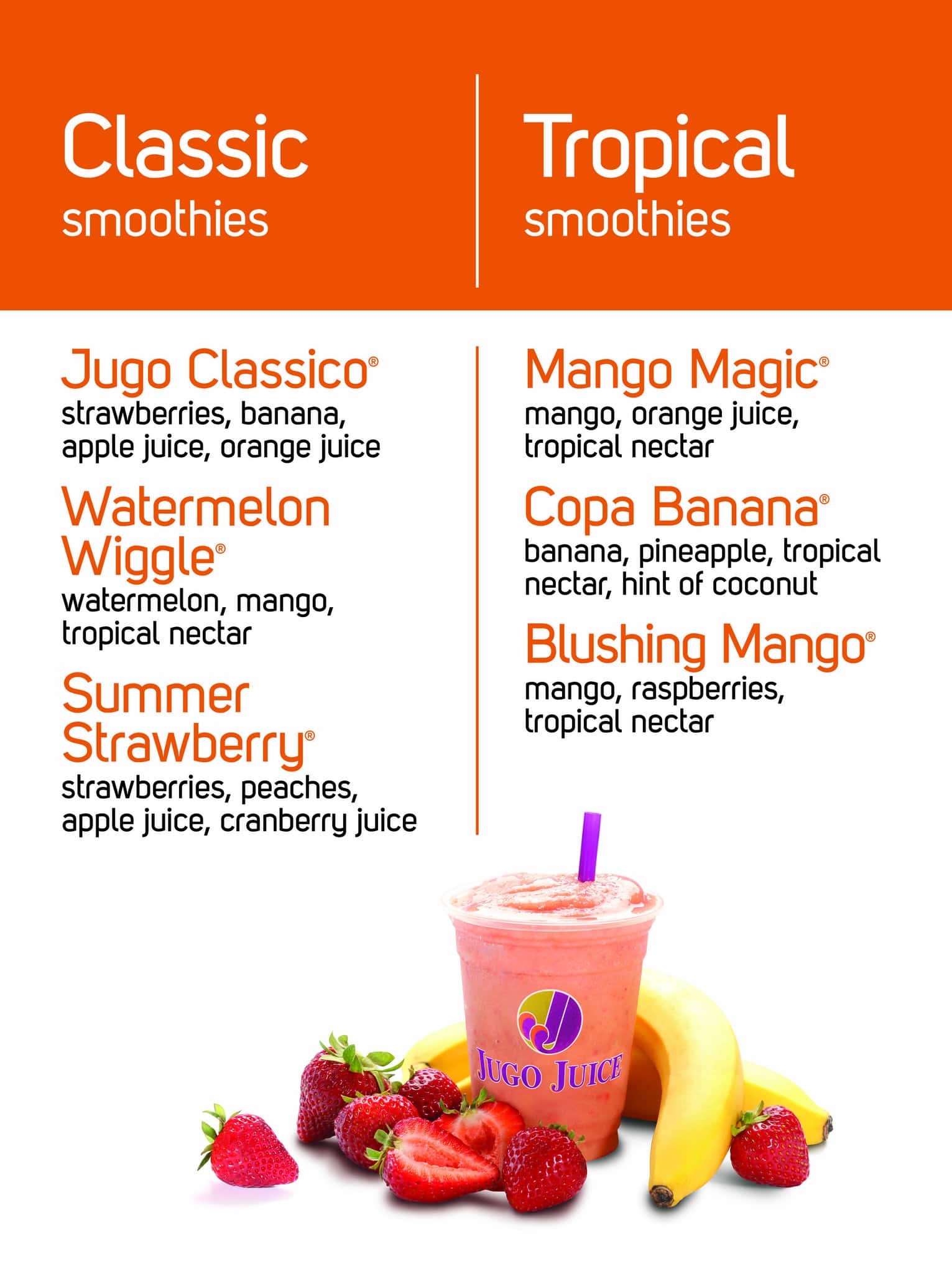 Menu at Jugo Juice pub & bar, Edmonton, 102 St NW #270