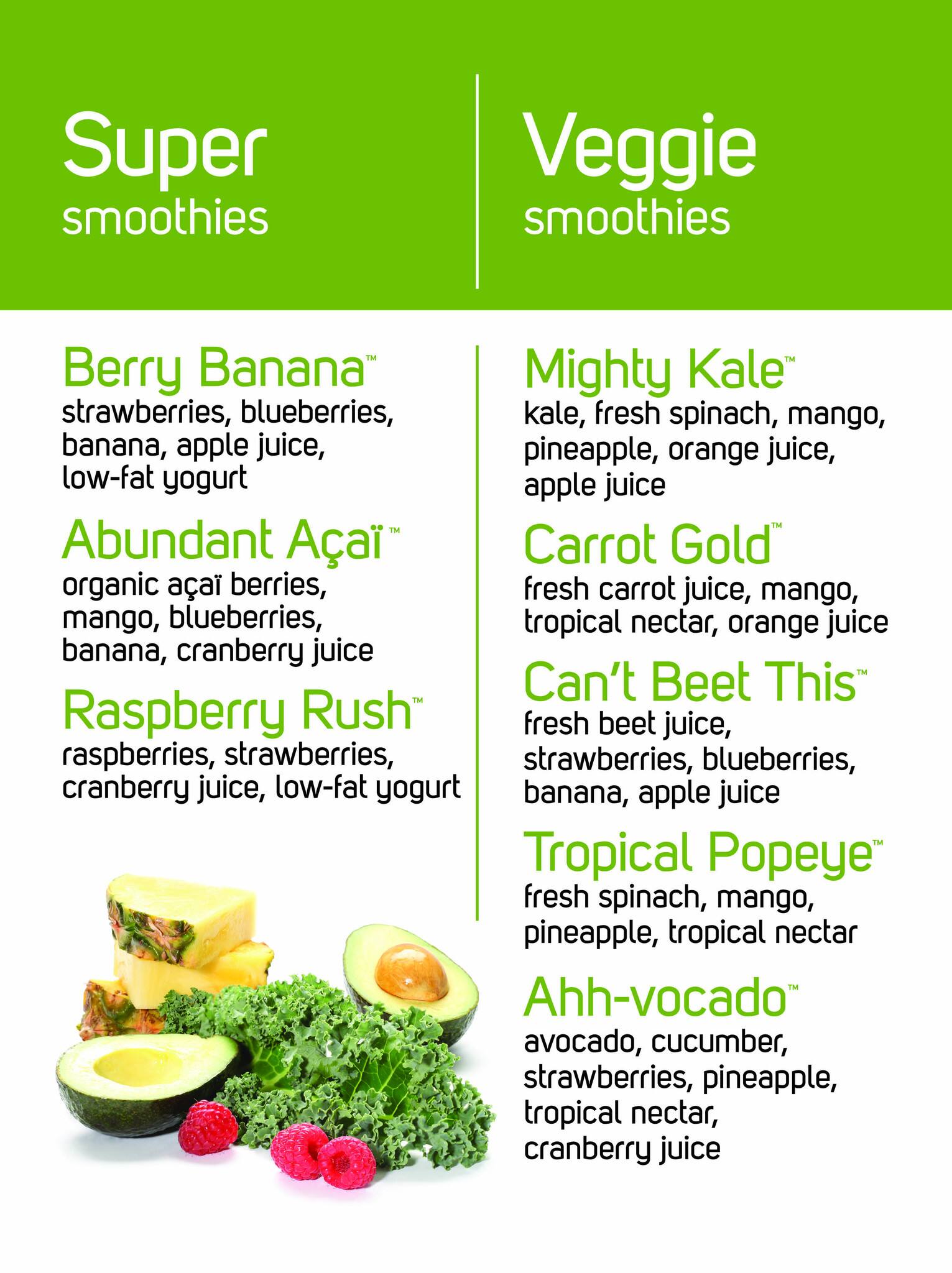 Menu at Jugo Juice pub & bar, Edmonton, 102 St NW #270