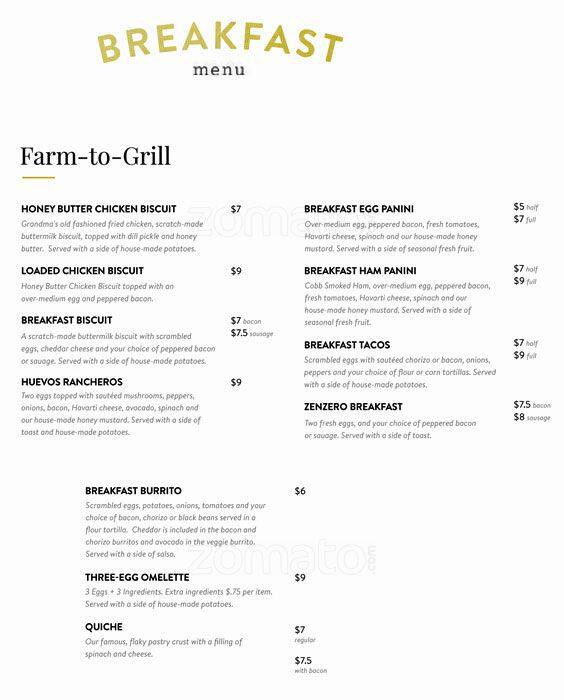 Zenzero Bistrot Bologna Menu Templates