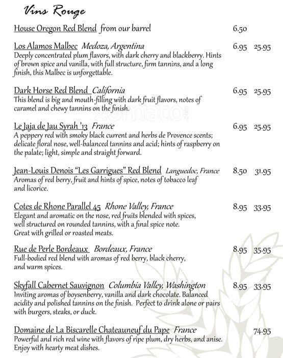 Menu at La Provence at Progress Ridge restaurant, Beaverton