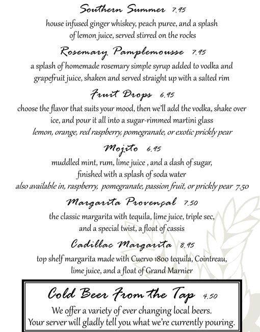 Menu at La Provence at Progress Ridge restaurant, Beaverton