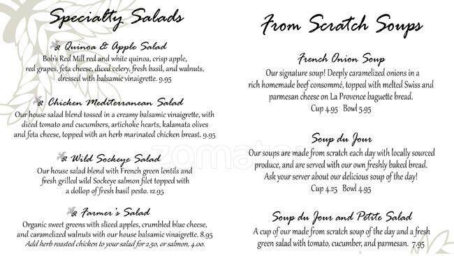 Menu at La Provence at Progress Ridge restaurant, Beaverton