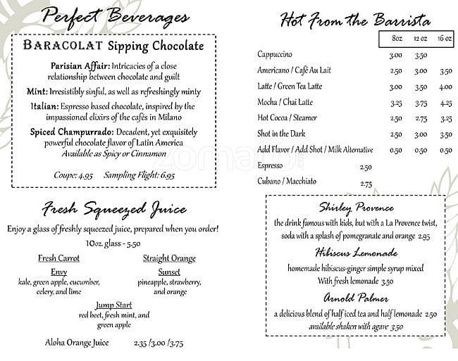 Menu at La Provence at Progress Ridge restaurant, Beaverton