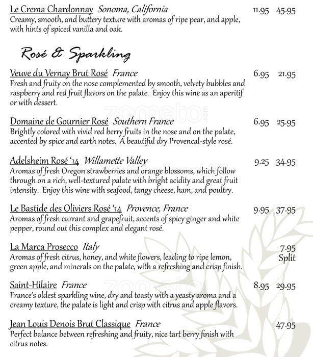 Menu at La Provence at Progress Ridge restaurant, Beaverton