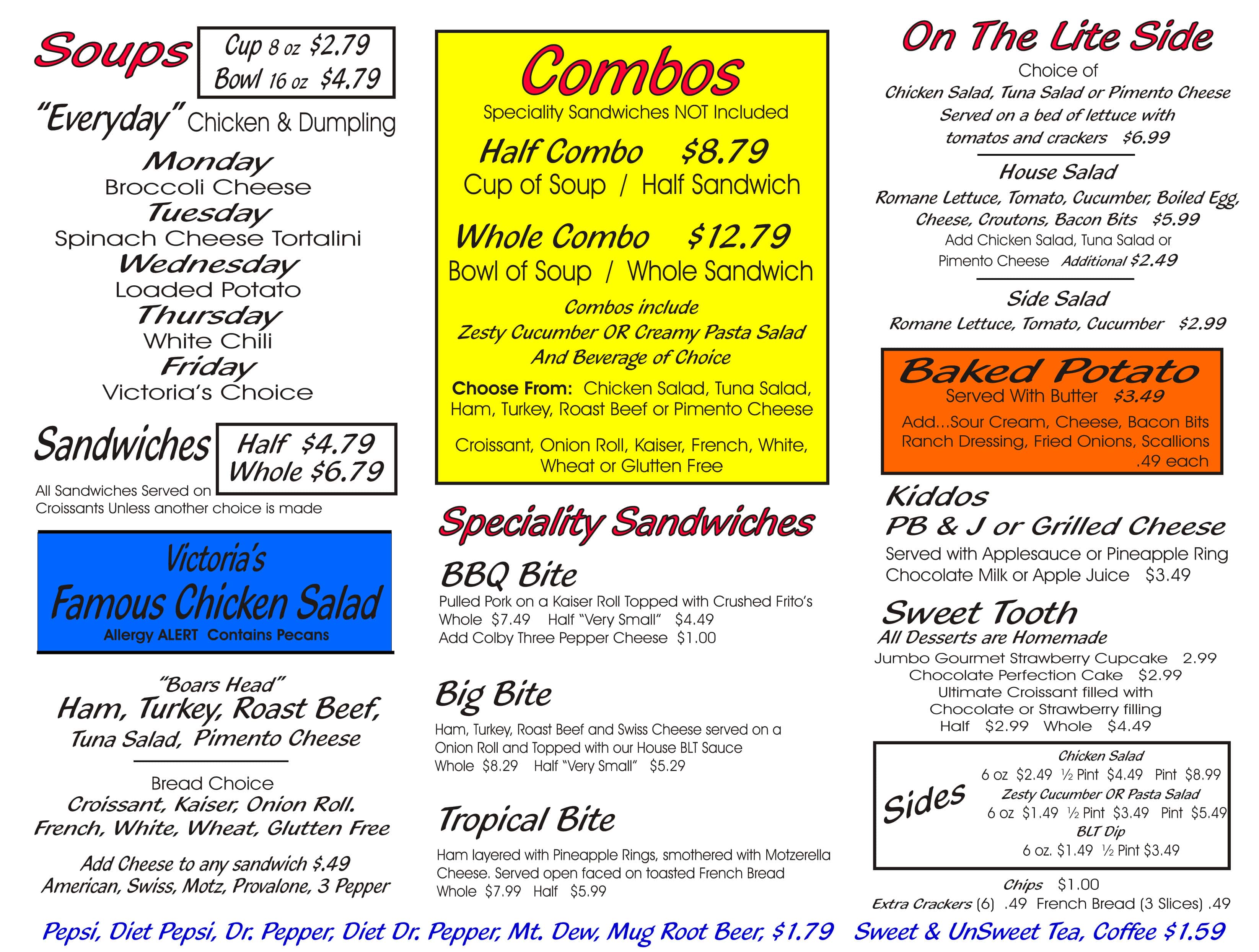 Menu at Victoria's Last Bite BBQ, Lynn Haven