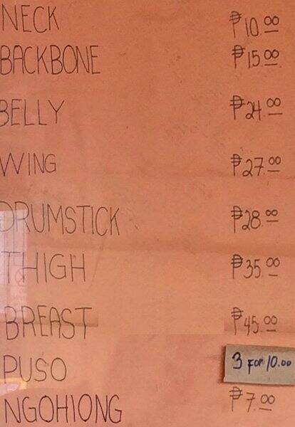 Menu at Tagala Chicken Butterfly restaurant, Cebu City, Don Jose Avila St