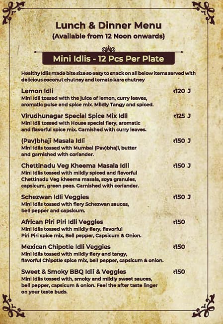 Menu at Cafe IDlish - Idli Dosa Relish, Mumbai, Room No 1