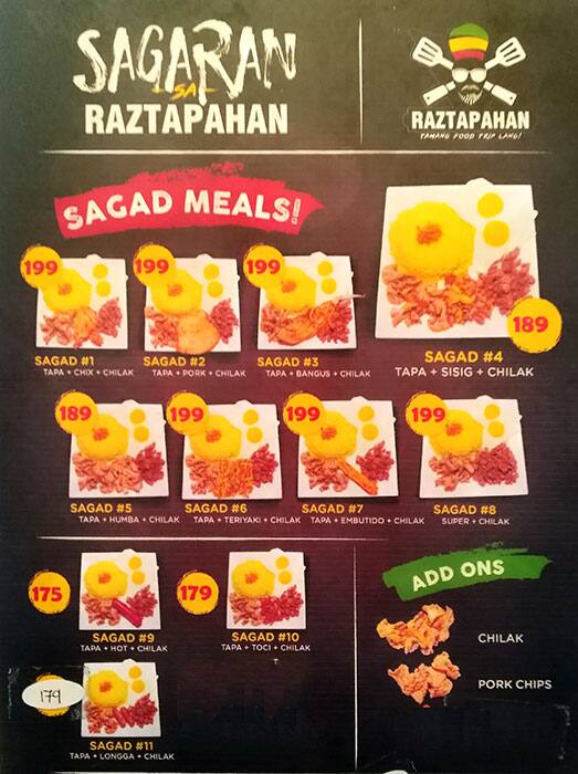 Menu at Raztapahan sa Maginhawa - Quezon City restaurant, Quezon City