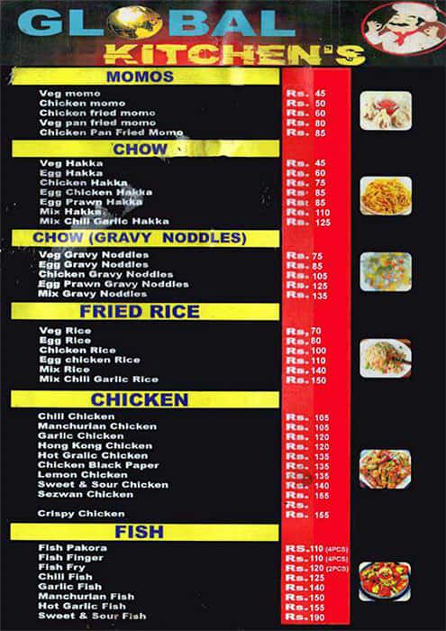 Menu of Global Kitchen, Tollygunge, Kolkata