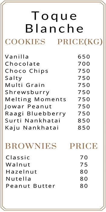Menu of Toque Blanche, Mira Road, Mumbai