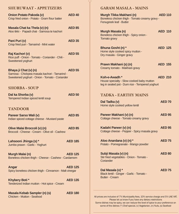 Menu of Masala - Bab Al Shams Desert Resort & Spa, Al Qudra, Dubai