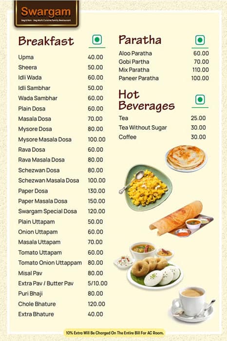 Menu of Swargam Family Restaurant, Vasai, Mumbai