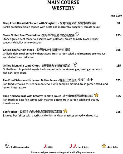 Menu at The Gallery Restaurant - Hotel Ciputra, Jakarta